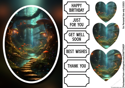 Magic Forest Quick Card Front A5 and 5x7in with Heart-Shaped Pyramage ...