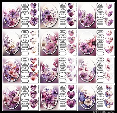 [BUMPER KIT] Violet Flora Quick Card Fronts A5 and 5x7in with Heart ...