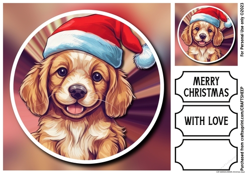 Christmas Dog Quick Card Front 8x8 and 7x7in with Gift Tag and ...