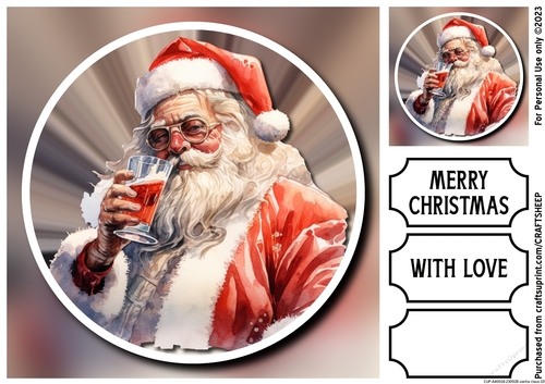 Santa Claus Quick Card Front 8x8 and 7x7in with Gift Tag and Sentiments ...