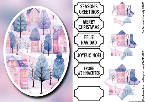 Pastel Village Quick Card Front A5 and 5x7in with Star-Shaped Pyramage ...