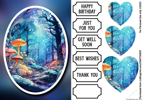 Magic Forest Quick Card Front A5 and 5x7in with Heart-Shaped Pyramage ...