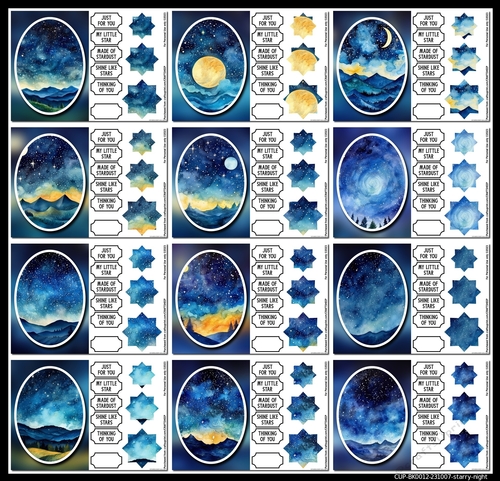 [BUMPER KIT] Starry Night Quick Card Fronts A5 and 5x7in with Star ...
