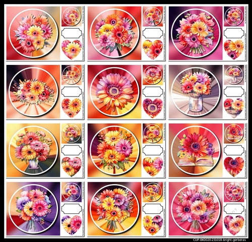 [BUMPER KIT] Bright Gerberas Quick Card Fronts 8x8 and 7x7in with Gift ...
