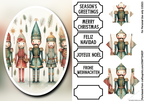 Nutcracker Quick Card Front A5 and 5x7in with Star-Shaped Pyramage ...