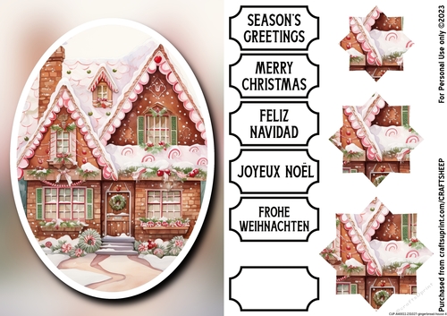 Gingerbread House Quick Card Fronts A5 and 5x7in with Star-Shaped ...