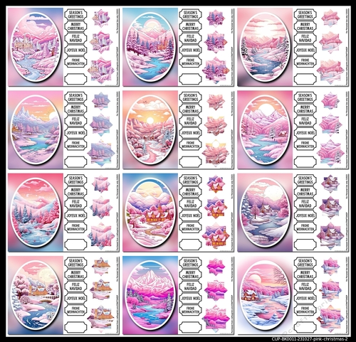 [BUMPER KIT] Pink Christmas Quick Card Fronts A5 and 5x7in with Star ...