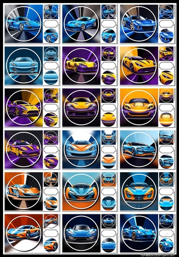 [BUMPER KIT] Sports Cars Quick Card Fronts 8x8 and 7x7in with Gift Tags ...