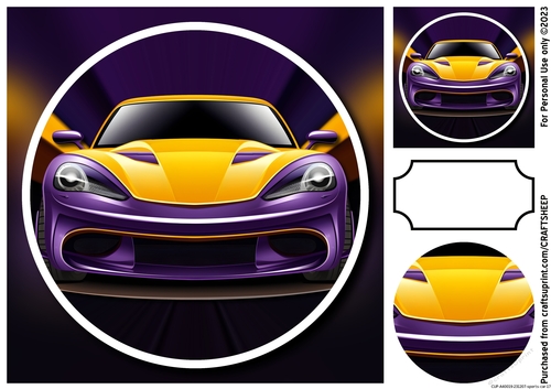 Sports Car Quick Card Front 8x8 and 7x7in with Gift Tag and Circle ...