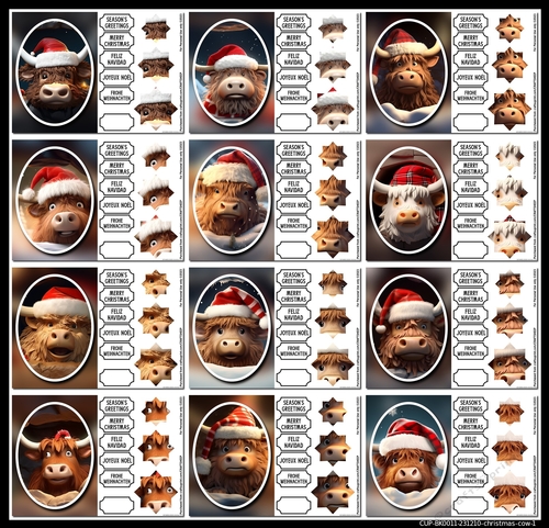 [BUMPER KIT] Christmas Cows Quick Card Fronts A5 and 5x7in with Star ...