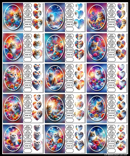 [BUMPER KIT] Cats Vivid Quick Card Fronts A5 and 5x7in with Heart ...