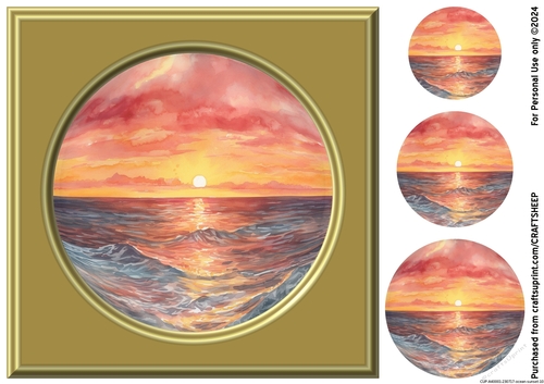 Ocean Sunset Glass Ball in Square Frame Topper plus Extra Pyramage for ...