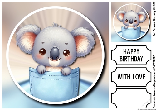Pocket Animal Quick Card Front 8x8 and 7x7in with Gift Tag and ...