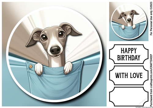 Dog Pocket Quick Card Front 8x8 and 7x7in with Gift Tag and Sentiments ...