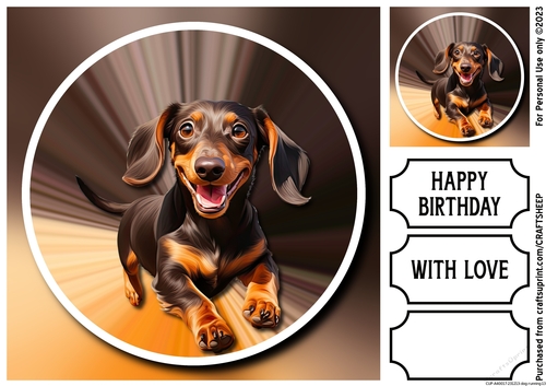 Dog Running Quick Card Front 8x8 and 7x7in with Gift Tag and Sentiments ...