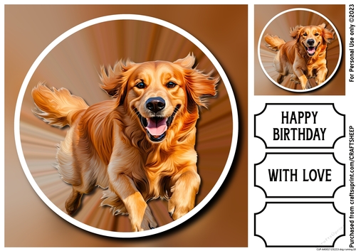 Dog Running Quick Card Front 8x8 and 7x7in with Gift Tag and Sentiments ...