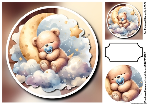 Baby Teddy Quick Card Front 8x8 and 7x7in with Gift Tag and Circle ...