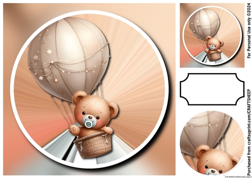 Baby Teddy Quick Card Front 8x8 and 7x7in with Gift Tag and Circle ...