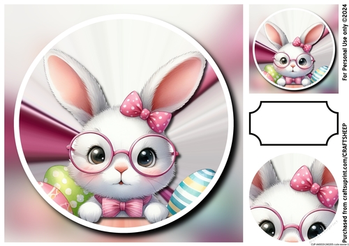 Cute Easter Quick Card Front 8x8 and 7x7in with Gift Tag and Circle ...