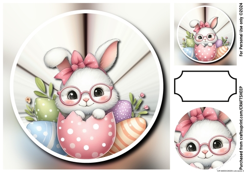 Cute Easter Quick Card Front 8x8 and 7x7in with Gift Tag and Circle ...