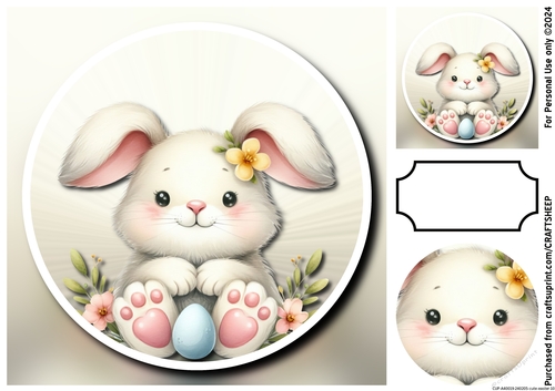 Cute Easter Quick Card Front 8x8 and 7x7in with Gift Tag and Circle ...