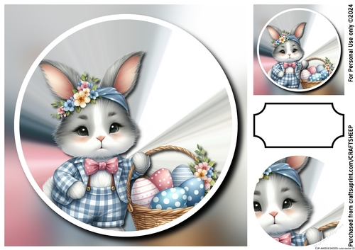 Cute Easter Quick Card Front 8x8 and 7x7in with Gift Tag and Circle ...