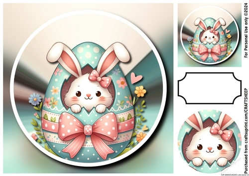Cute Easter Quick Card Front 8x8 and 7x7in with Gift Tag and Circle ...