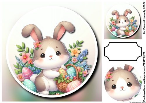 Cute Easter Quick Card Front 8x8 and 7x7in with Gift Tag and Circle ...