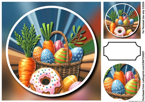 Cute Easter Quick Card Front 8x8 and 7x7in with Gift Tag and Circle ...