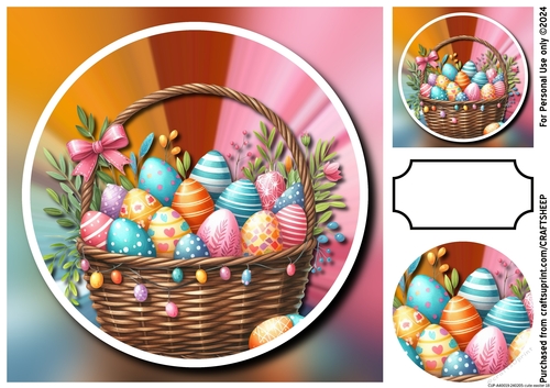 Cute Easter Quick Card Front 8x8 and 7x7in with Gift Tag and Circle ...