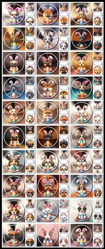 30 Easter Dogs Quick Card Fronts 8x8 and 7x7in with Gift Tags and ...