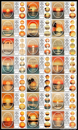 21 Sunset Melody Quick Card Fronts A5 and 5x7in with Circle-Shaped ...