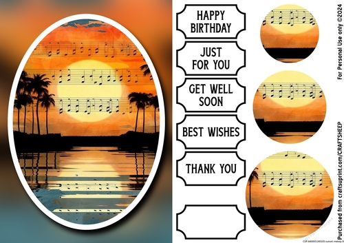 Sunset Melody Quick Card Front A5 and 5x7in with Circle-Shaped Pyramage ...