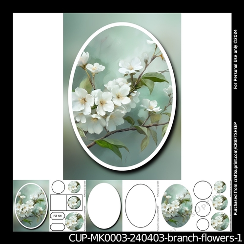 Branch Flowers Card Topper and Insert with Gift Tags plus Decoupage and ...