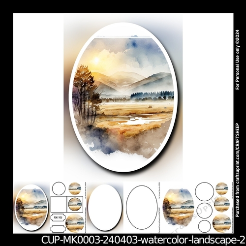 Watercolor Landscape Card Topper and Insert with Gift Tags plus ...