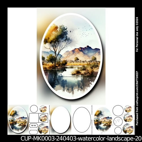 Watercolor Landscape Card Topper and Insert with Gift Tags plus ...