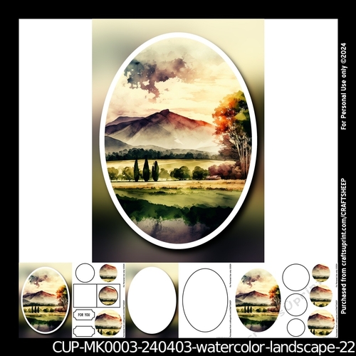 Watercolor Landscape Card Topper and Insert with Gift Tags plus ...