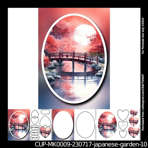 Japanese Garden Card Topper and Insert with Heart-Shaped Gift Tags plus ...