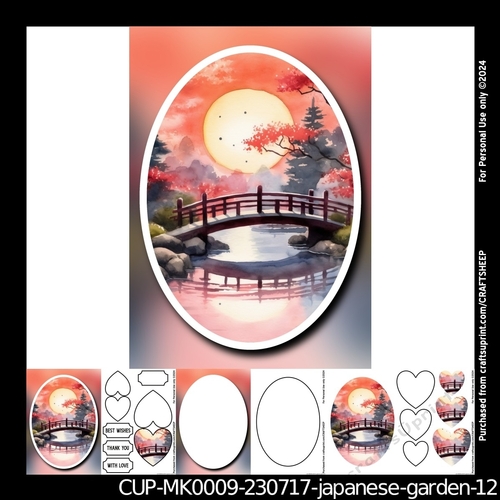 Japanese Garden Card Topper and Insert with Heart-Shaped Gift Tags plus ...
