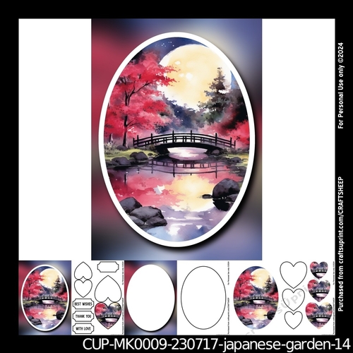 Japanese Garden Card Topper and Insert with Heart-Shaped Gift Tags plus ...