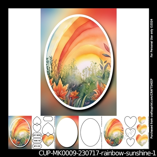 Rainbow Sunshine Card Topper and Insert with Heart-Shaped Gift Tags ...