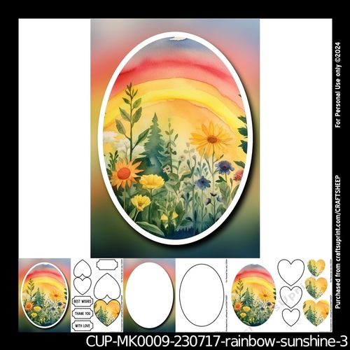 Rainbow Sunshine Card Topper and Insert with Heart-Shaped Gift Tags ...