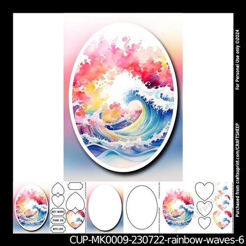 Rainbow Waves Card Topper and Insert with Heart-Shaped Gift Tags plus ...