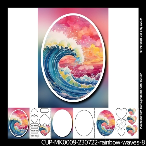 Rainbow Waves Card Topper and Insert with Heart-Shaped Gift Tags plus ...