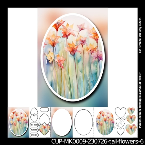 Tall Flowers Card Topper and Insert with Heart-Shaped Gift Tags plus ...
