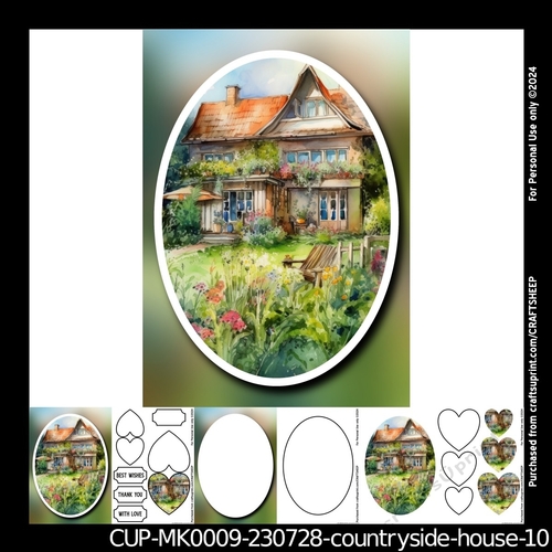 Countryside House Card Topper and Insert with Heart-Shaped Gift Tags ...