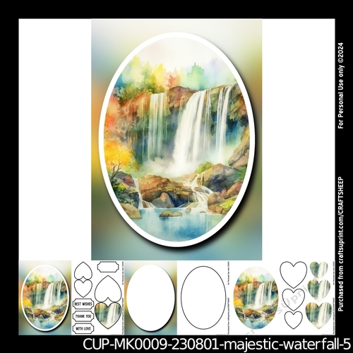 Majestic Waterfall Card Topper and Insert with Heart-Shaped Gift Tags ...