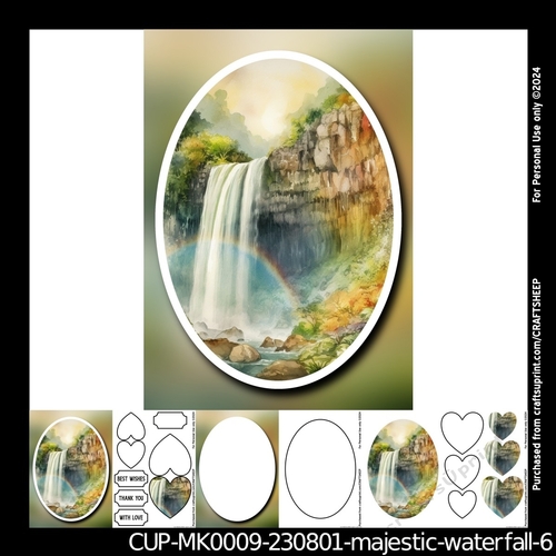 Majestic Waterfall Card Topper and Insert with Heart-Shaped Gift Tags ...
