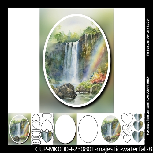 Majestic Waterfall Card Topper and Insert with Heart-Shaped Gift Tags ...