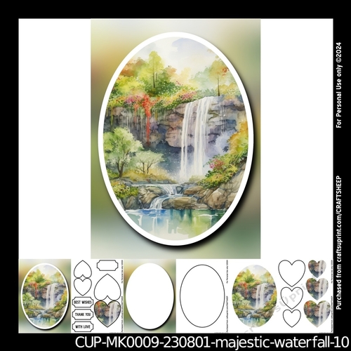 Majestic Waterfall Card Topper and Insert with Heart-Shaped Gift Tags ...